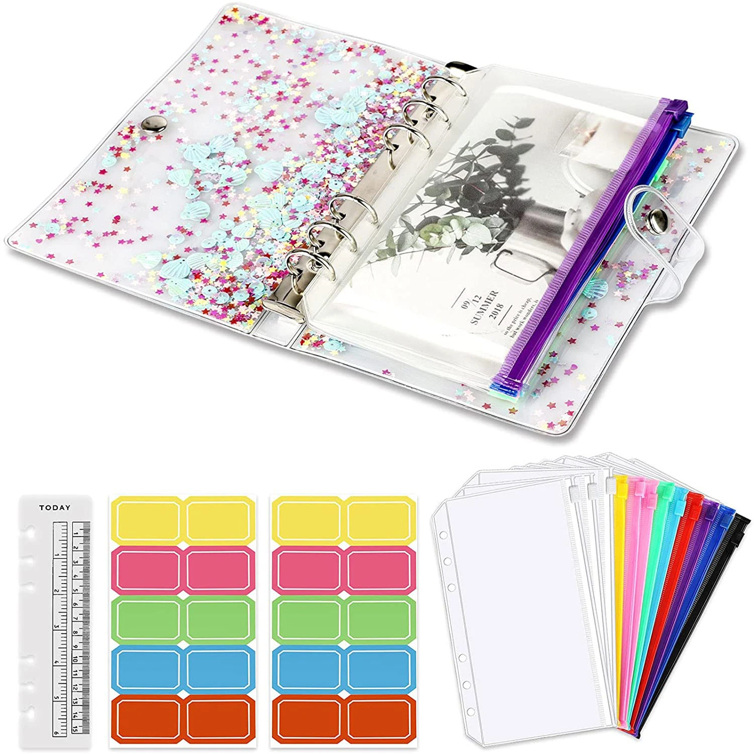 A6 Binder Notebook Cover Budget Planner Organizer with 12 Pieces Clear ...