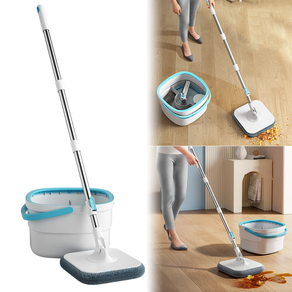Spin-Mop-and-Bucket-Set-with-4-Replaceable-Mop-Pads-Separation-Dirty ...
