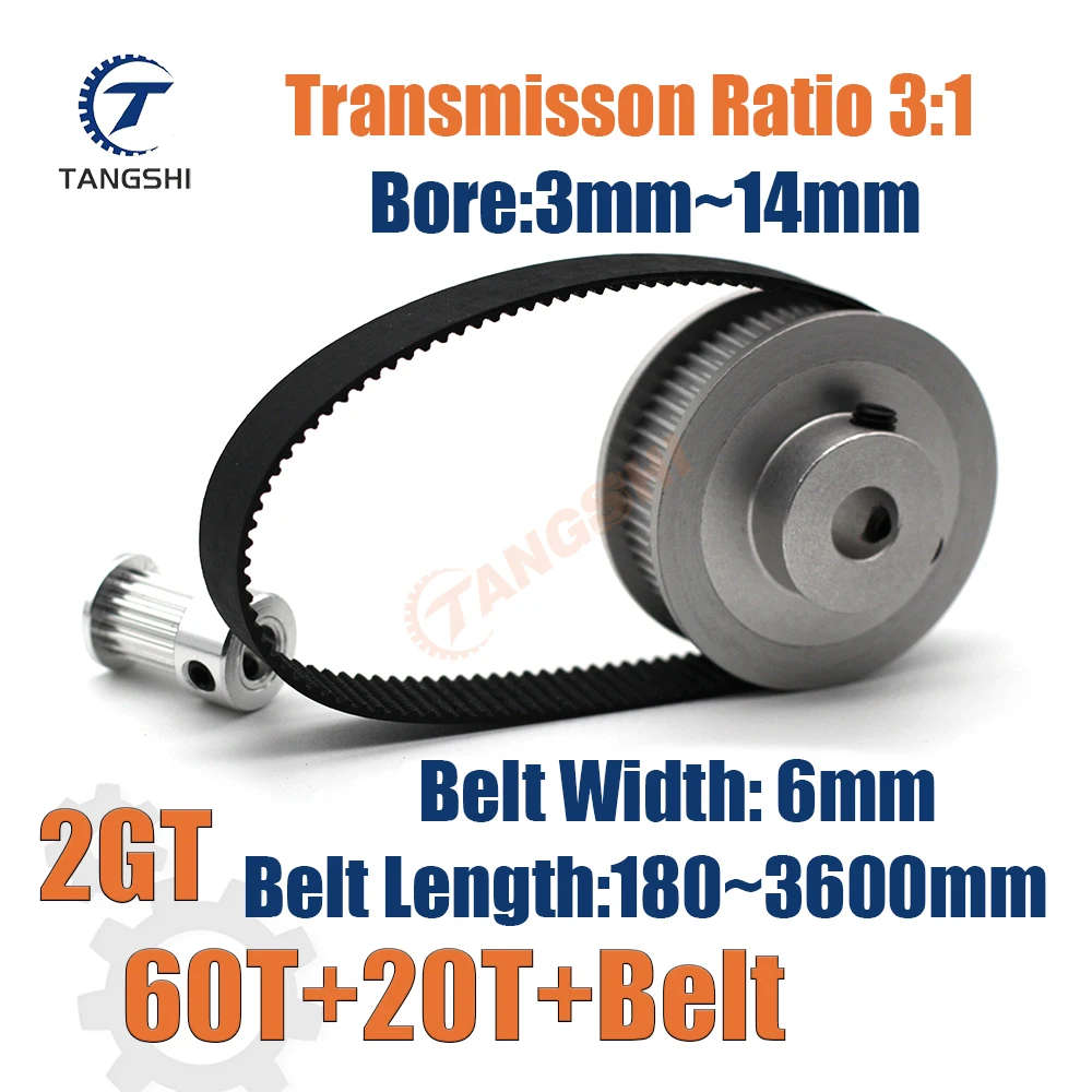 GT2 Timing Pulley Kit 60 Teeth 20 Teeth 1:3 Reduction Ratio Width 6mm ...