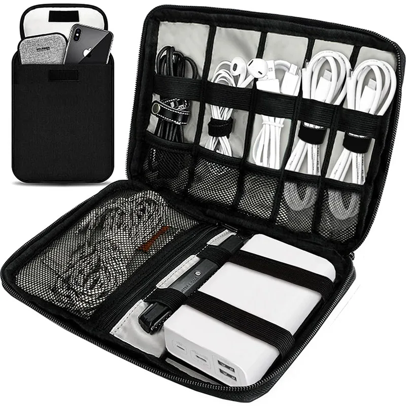 Travel Cable Organizer Pouch Electronic Travel Essentials Cord ...
