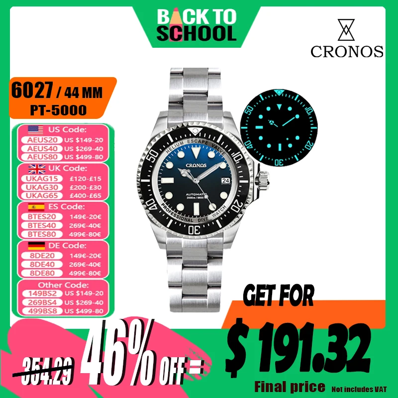 Cronos-Automatic-Diving-Watch-Stainless-Steel-2000-Meters-Water ...