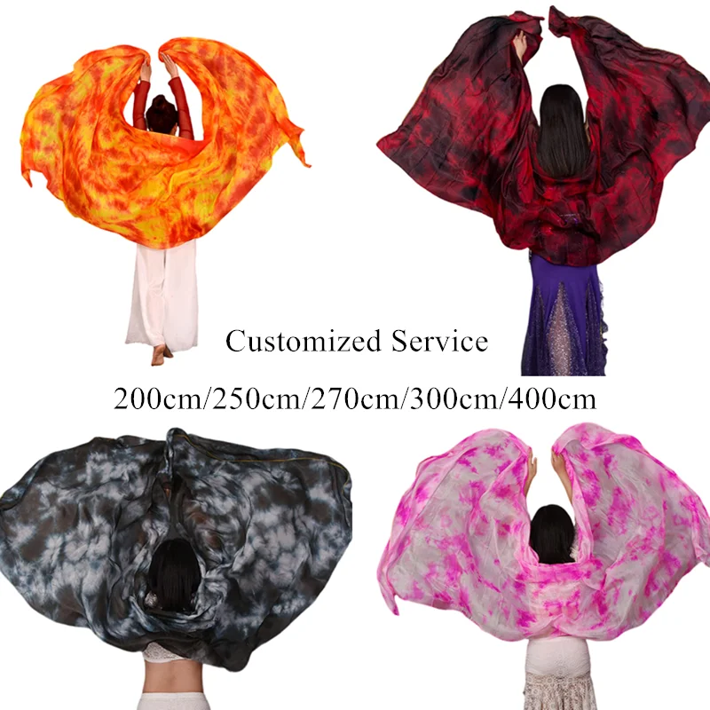 Customized Bellydance Silk Veil Hand Throw Scarf Shawel Tie Dye Floral ...