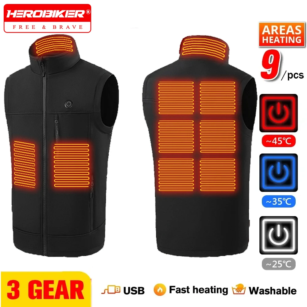 USB Heating Vest Jacket For Men Women Winter Warm Vests Infrared 9 ...