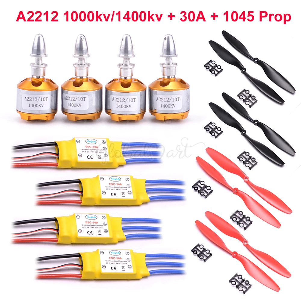 4pcs 30A Brushless Speed Controller ESC + 2-3S A2212 2212 1000KV ...