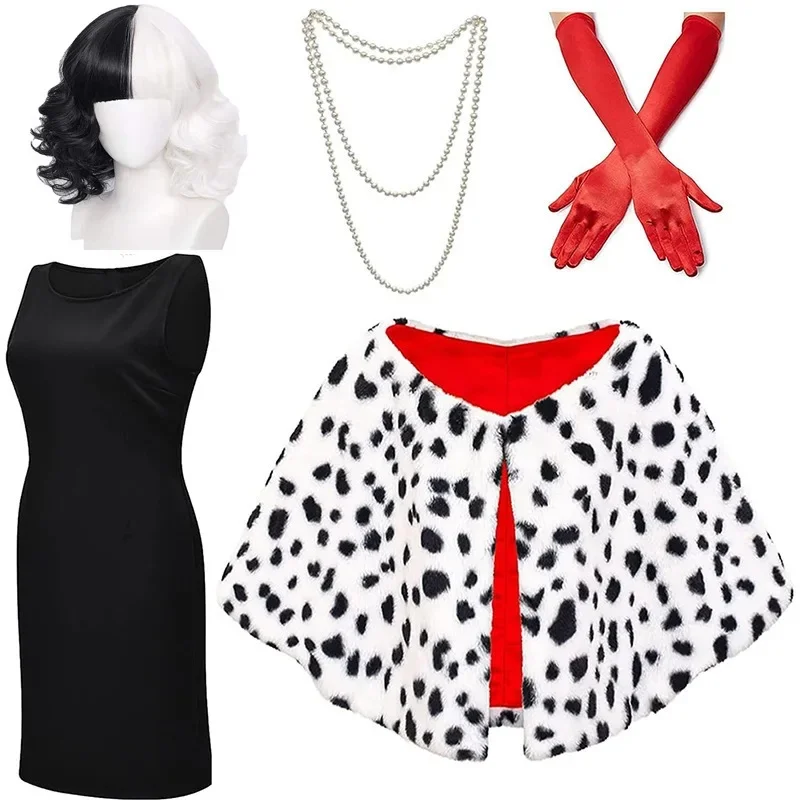 Disfraces de cosplay de Cruella, bufanda de anime, capa, capa de bruja ...