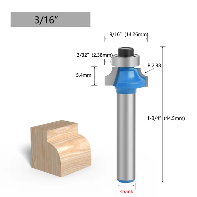 LAVIE 1pc 6mm 6.35mm Corner Round Over Router Bit with Bearing for Wood ...