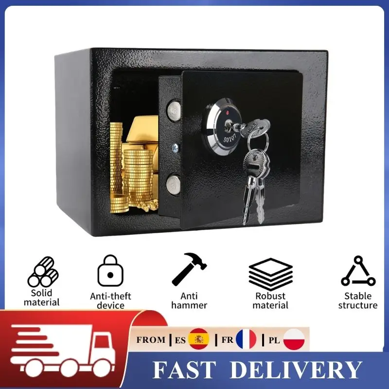 Key Locking Safe Box Iron Steel Cash Box with Double Bitted Key Lock ...