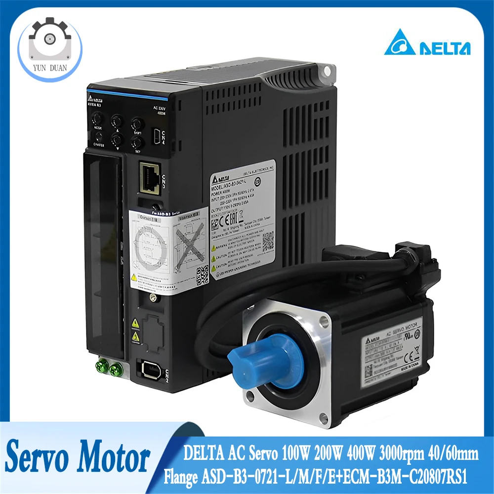 Delta-AC-Servo-Motor-com-Kit-de-Freio-100W-200W-400W-40mm-60mm-Flange ...