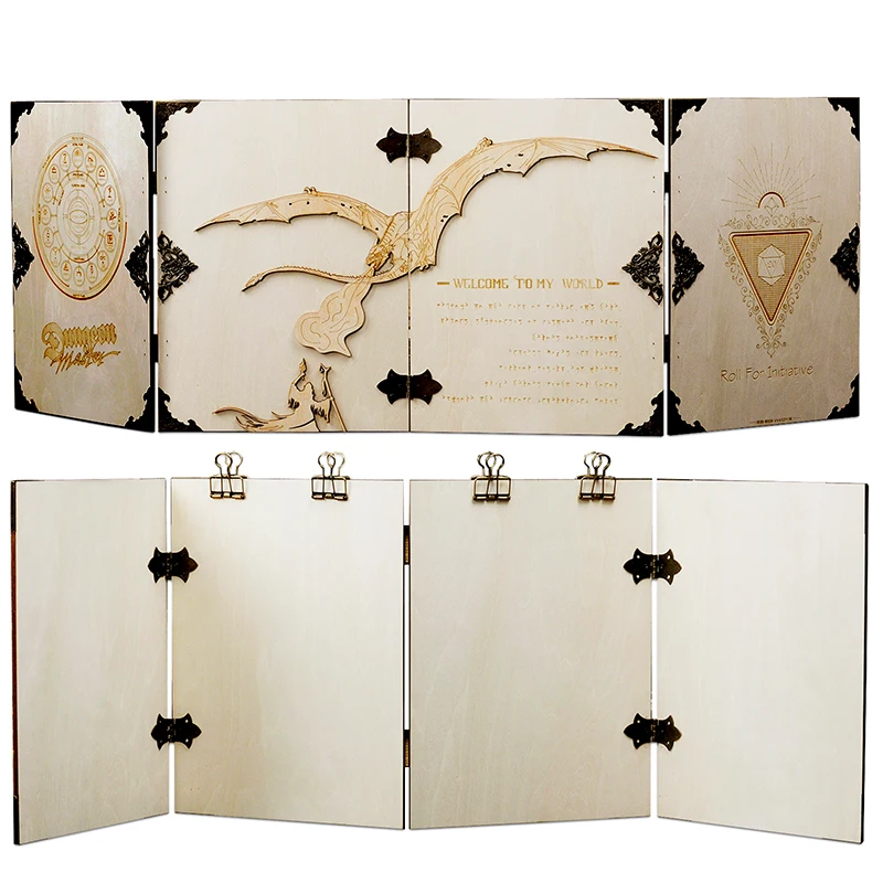 Dungeon-Master-s-Screen-4-Panel-Wood-Laser-Carved-DM-Screen-with-Felt ...