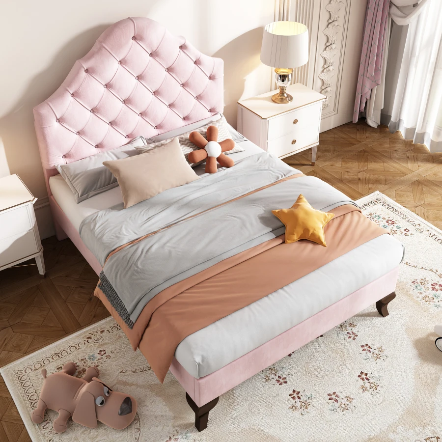 Single bed with upholstered headboard store