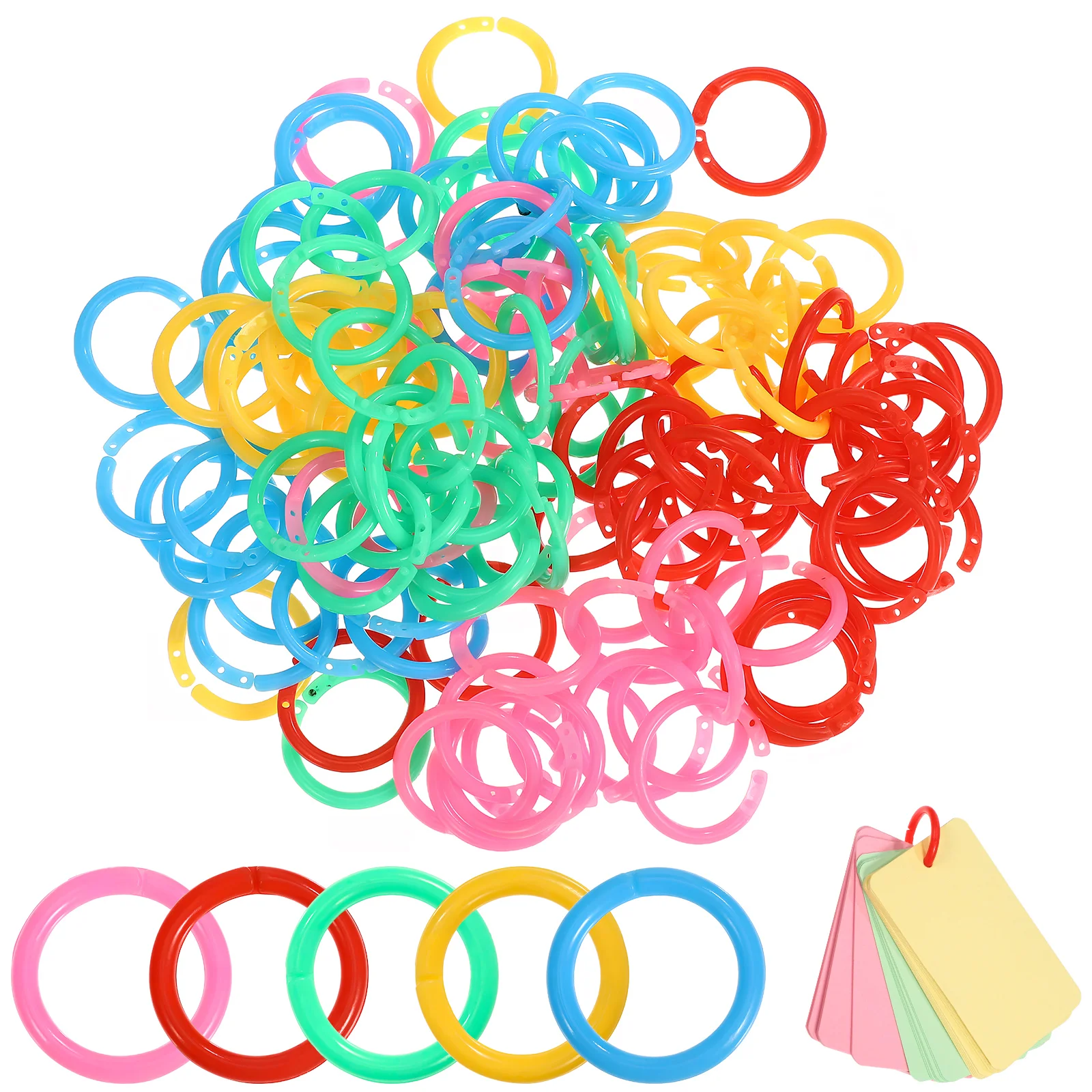 120-Pcs-Split-Ring-Flashcards-Rings-Plastic-Binder-Paper-Loose-Leaf ...
