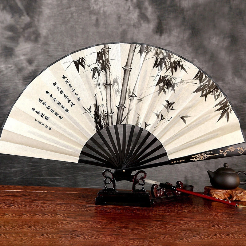Silk-art-hall-men-s-folding-fan-Chinese-fan-carved-silk-large-silk-fan ...