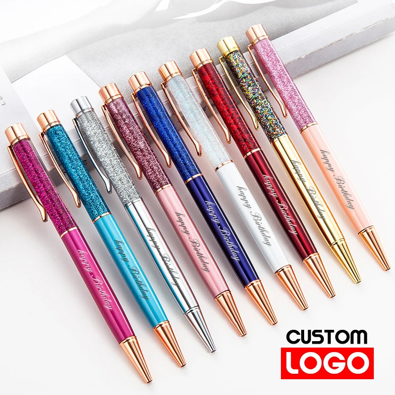 Custom Logo – Stylo Personnalisé En Feuille D'or Et Métal Avec Cristal ...