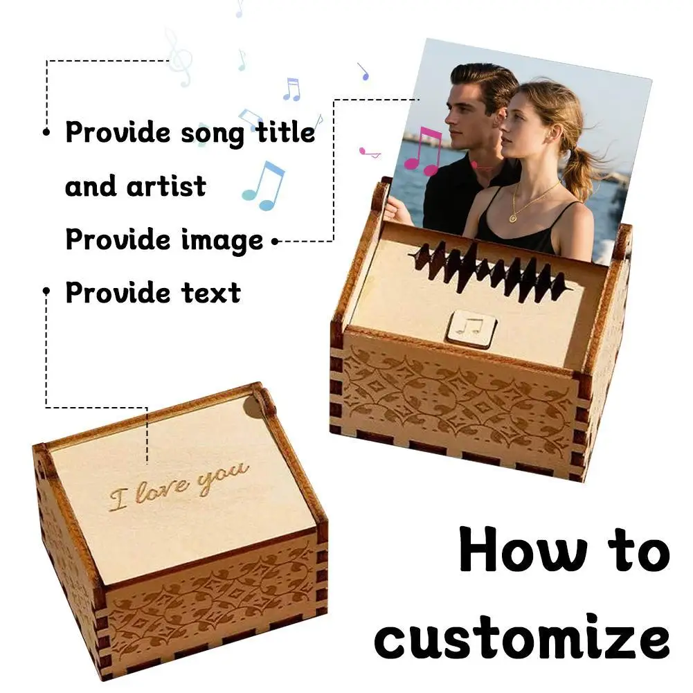 Personalized Digital Music Box Custom Wooden Photo Music Box With Text ...