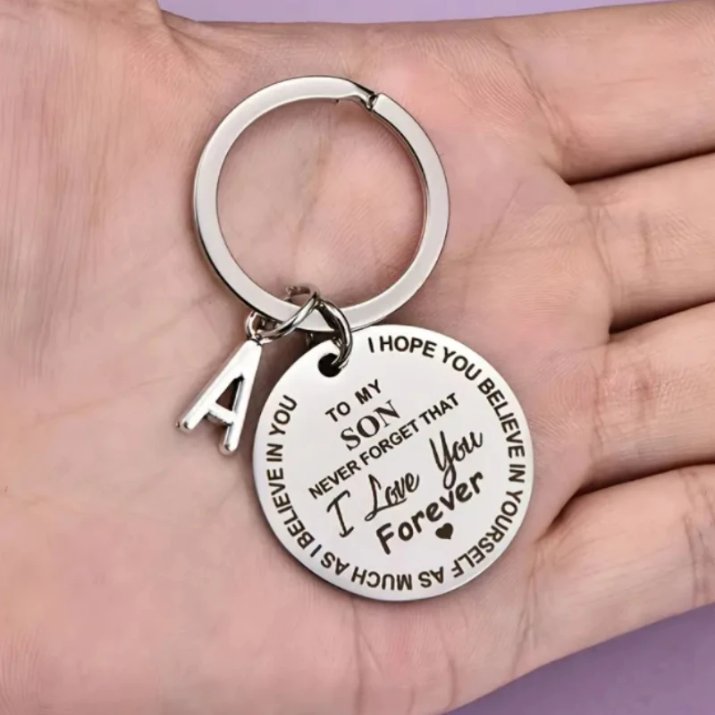 Round-brand-key-chain-TO-MY-Son-pendant-A-Z-26-letters-Accessory-key ...