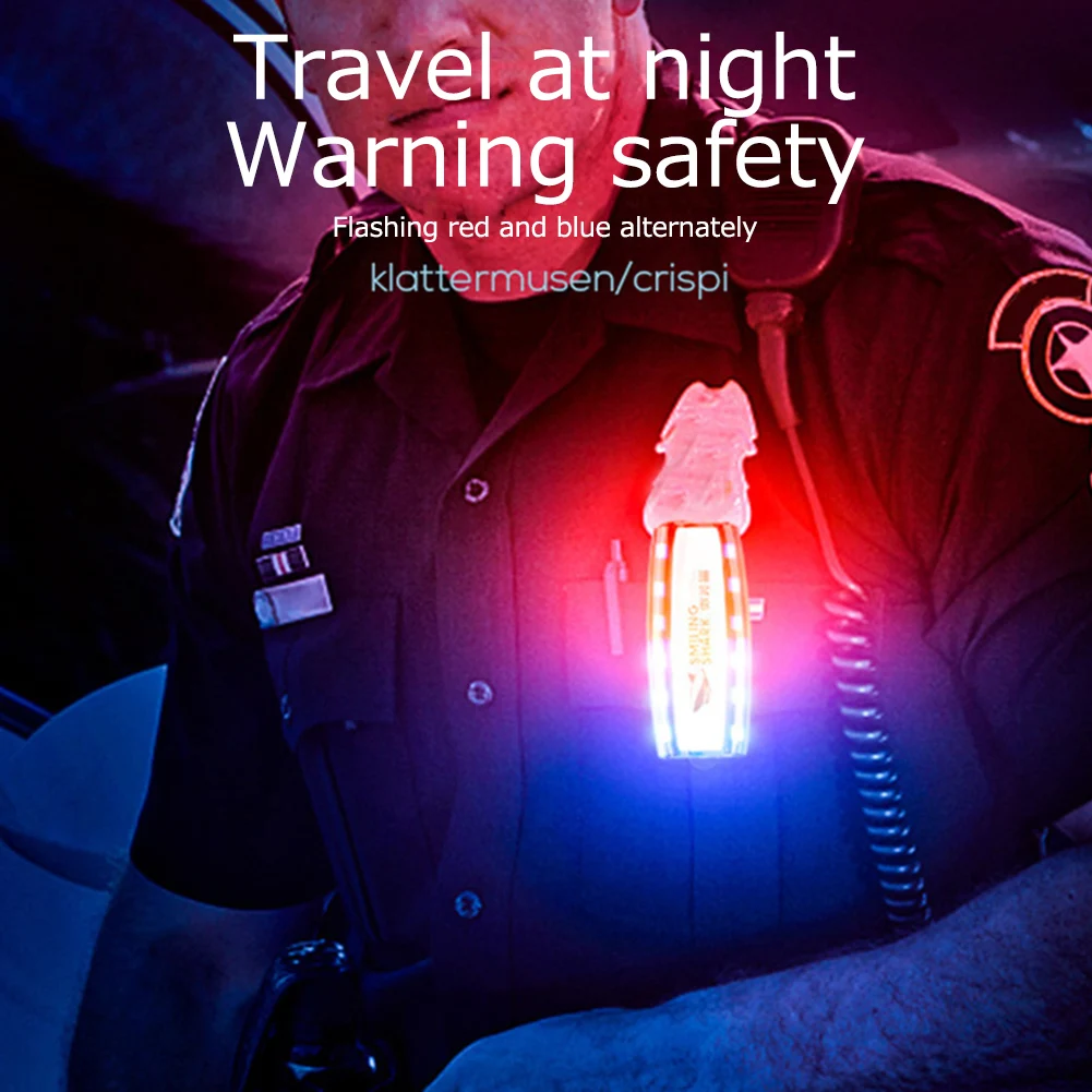 LED-Red-Blue-Shoulder-Police-Light-with-Clip-USB-Charging-Flashing ...