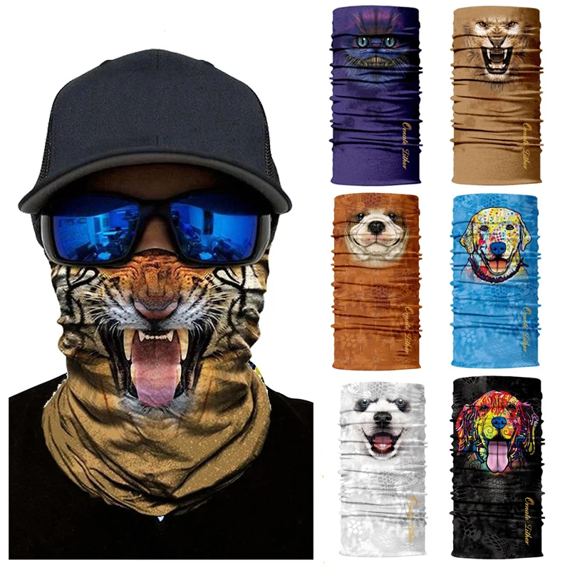 Animal-Magic-Bandana-Pet-Tube-Scarf-Bicycle-Face-Shield-Tiger-Wolf-Half ...
