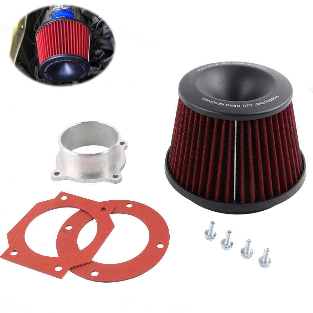 Universal-Vehicle-Intake-Air-Filter-75mm-Dual-Funnel-Adapter-Parts ...