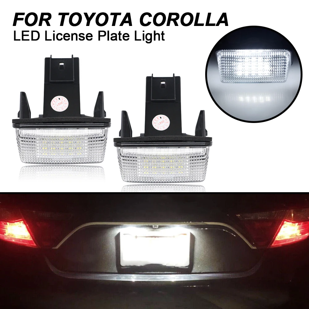For-Toyota-Yaris-Prius-Corolla-Auris-Verso-2PCS-LED-Number-License ...