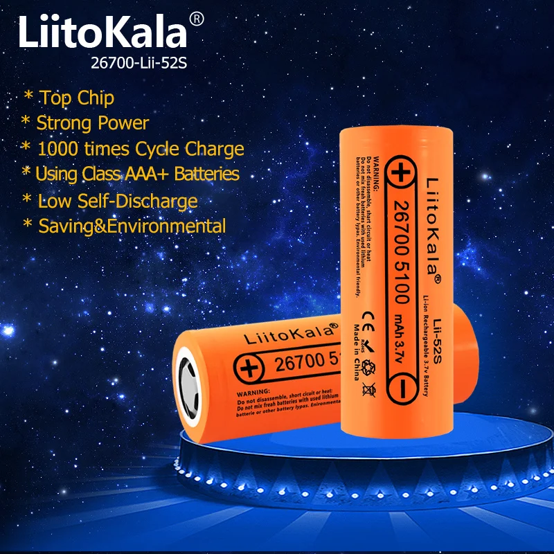 1-18PCS LiitoKala Lii-52S Grade A 3.7V 26700 5200mAh 20A Power ...