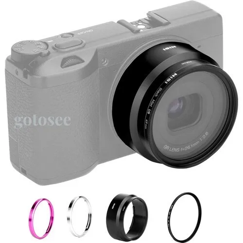 NiSi-49mm-Filter-Holder-Rose-Red-Silver-Ring-for-Ricoh-GR-IIIx-Filter ...