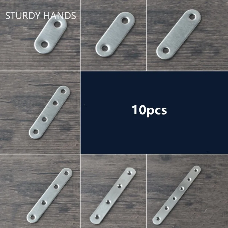 10Pcs-Thickened-Stainless-Steel-Corner-Bracket-Straight-Piece-Connector ...