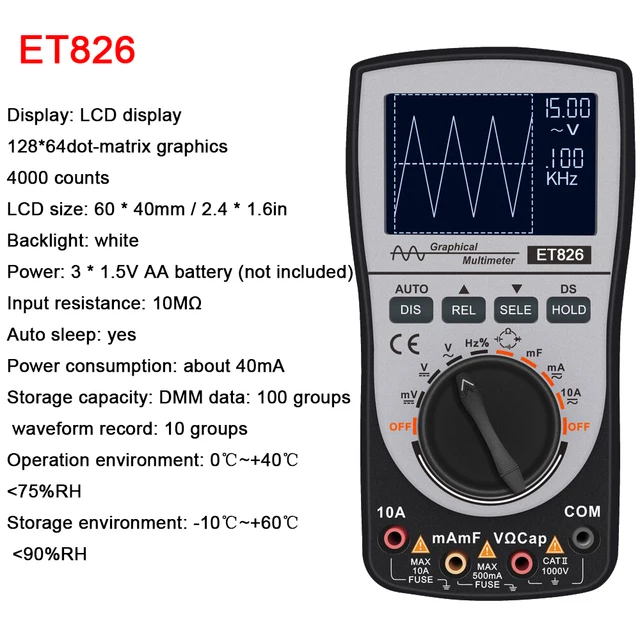 TOOLTOP ET827 2in1 Oscilloscope Multimeter 40Mhz Bandwidth 200MSps ...