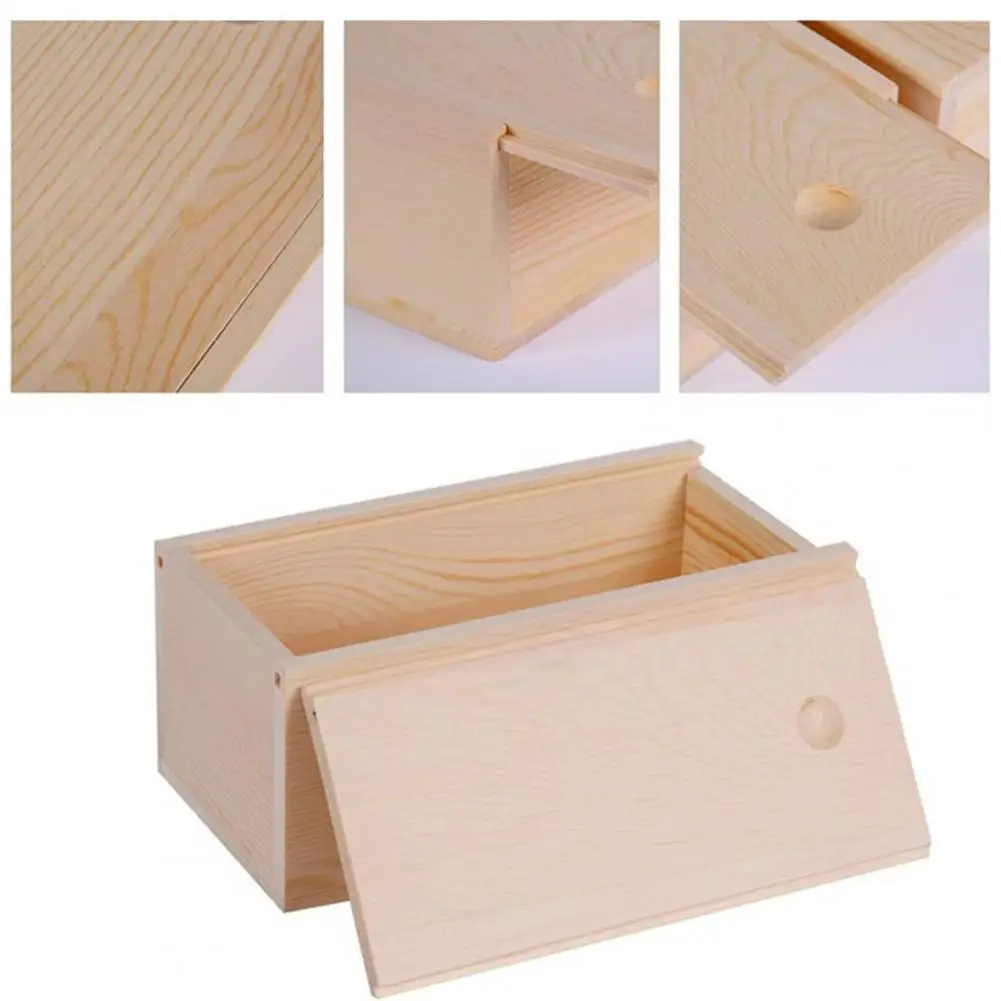 Wood-Box-with-Sliding-Lid-Unfinished-Wood-Storage-Box-Handmade-Natural ...
