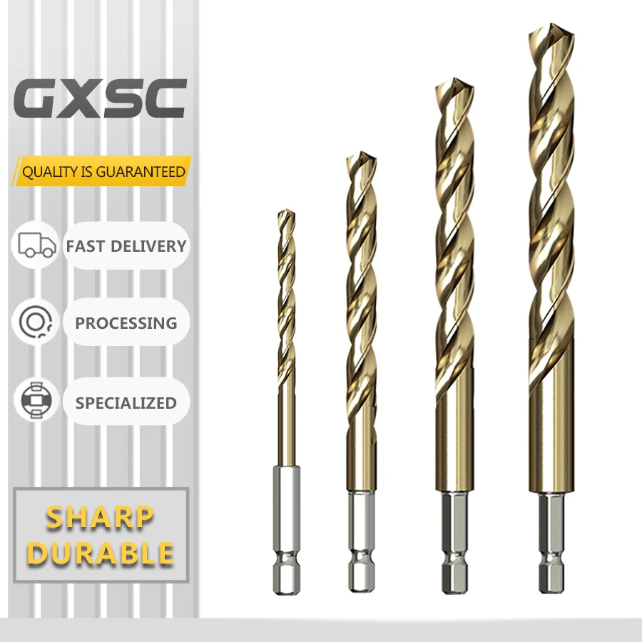 Hex Shank Twist Drill Bit Titanium-plated Special Stainless Steel Metal ...