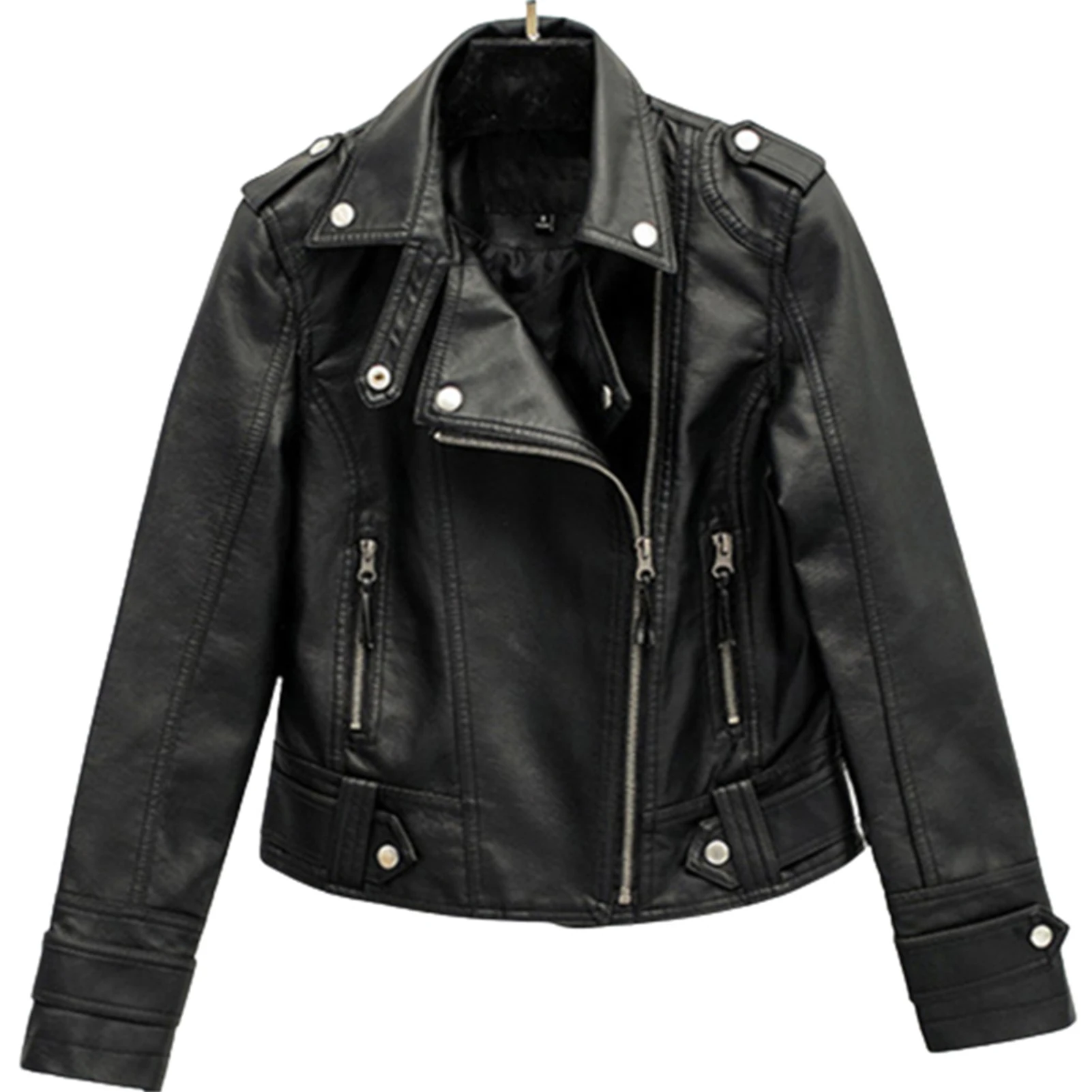 Female-s-Biker-Lapel-Jacket-Classic-Faux-Leather-Biker-Jacket-For-Daily ...