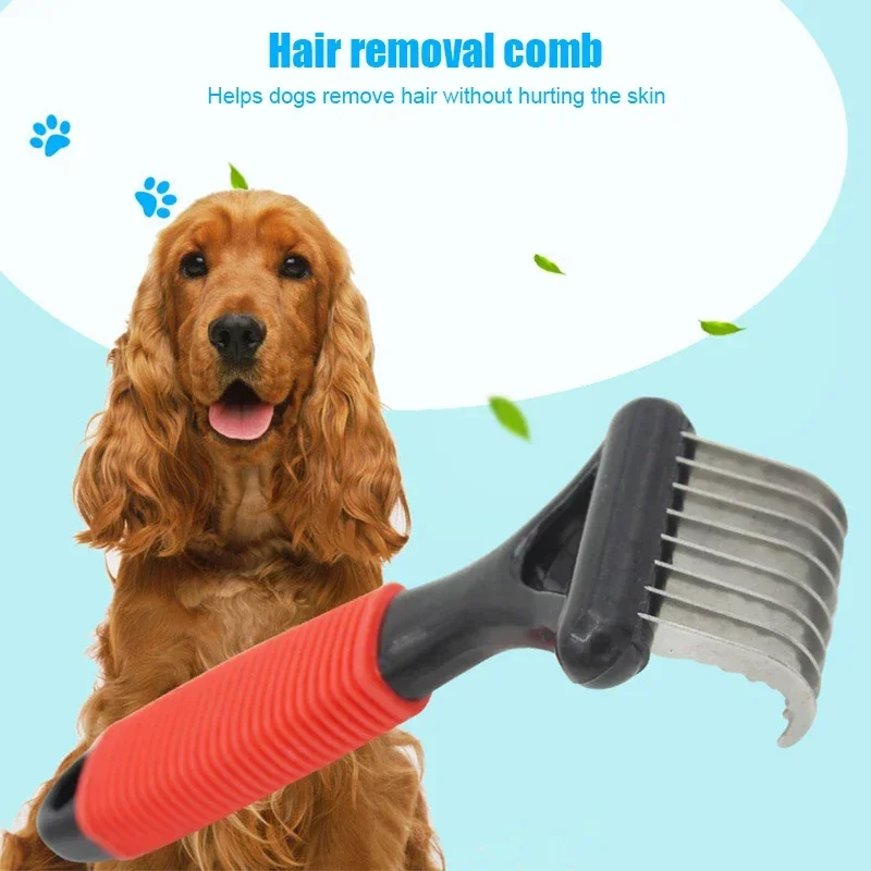 Pet-Dematting-Comb-Undercoat-Long-Hair-Cat-Dog-Fur-Rake-Brush-with-Long ...