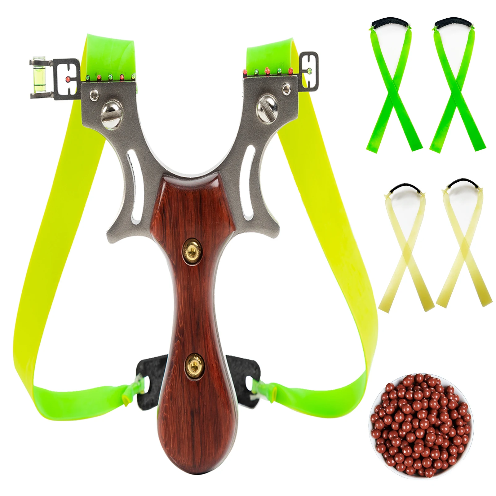 Stainless-Steel-Wooden-Handle-Slingshot-Powerful-Hunting-Catapult-For ...