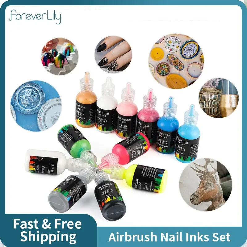 12PCS-DIY-Airbrush-Nail-Art-Inks-Acrylic-Paint-Ink-Set-Airbrush ...