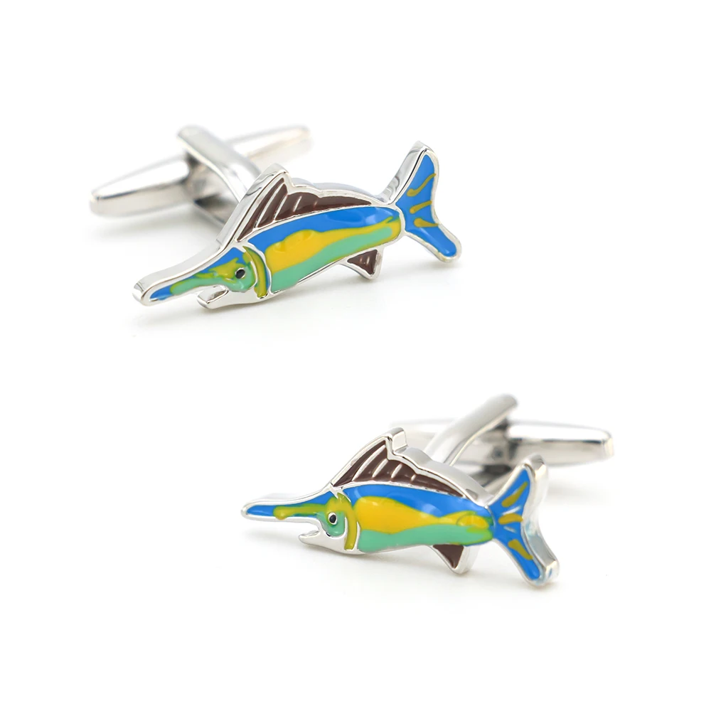 iGame-Marlin-Cuff-Links-Quality-Brass-Material-Blue-Color-Seafood-Fish ...