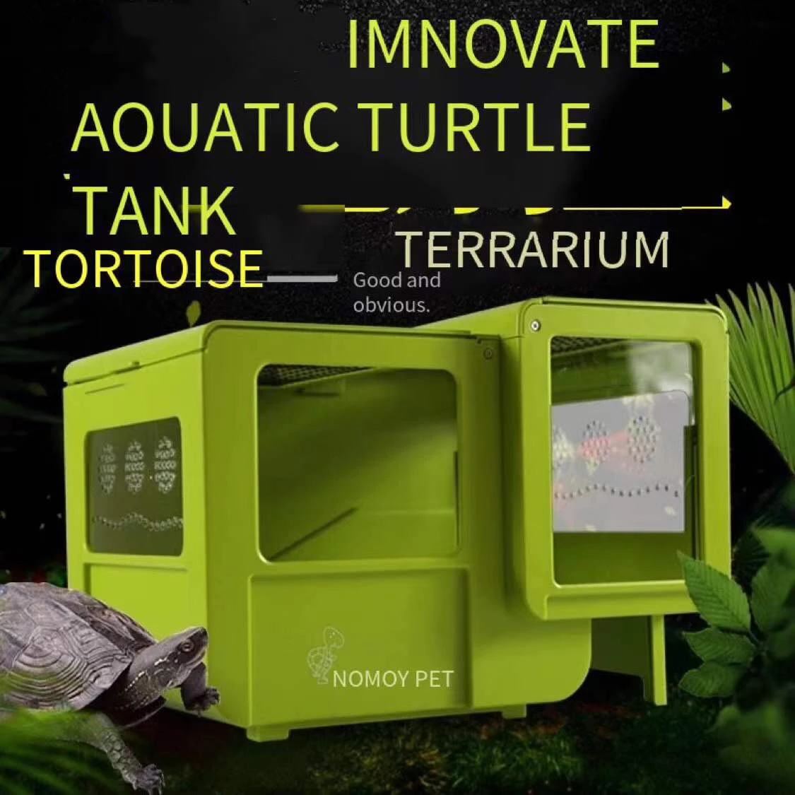 Aquarium turtle tank with tanning table turtle villa tank amphibious ...