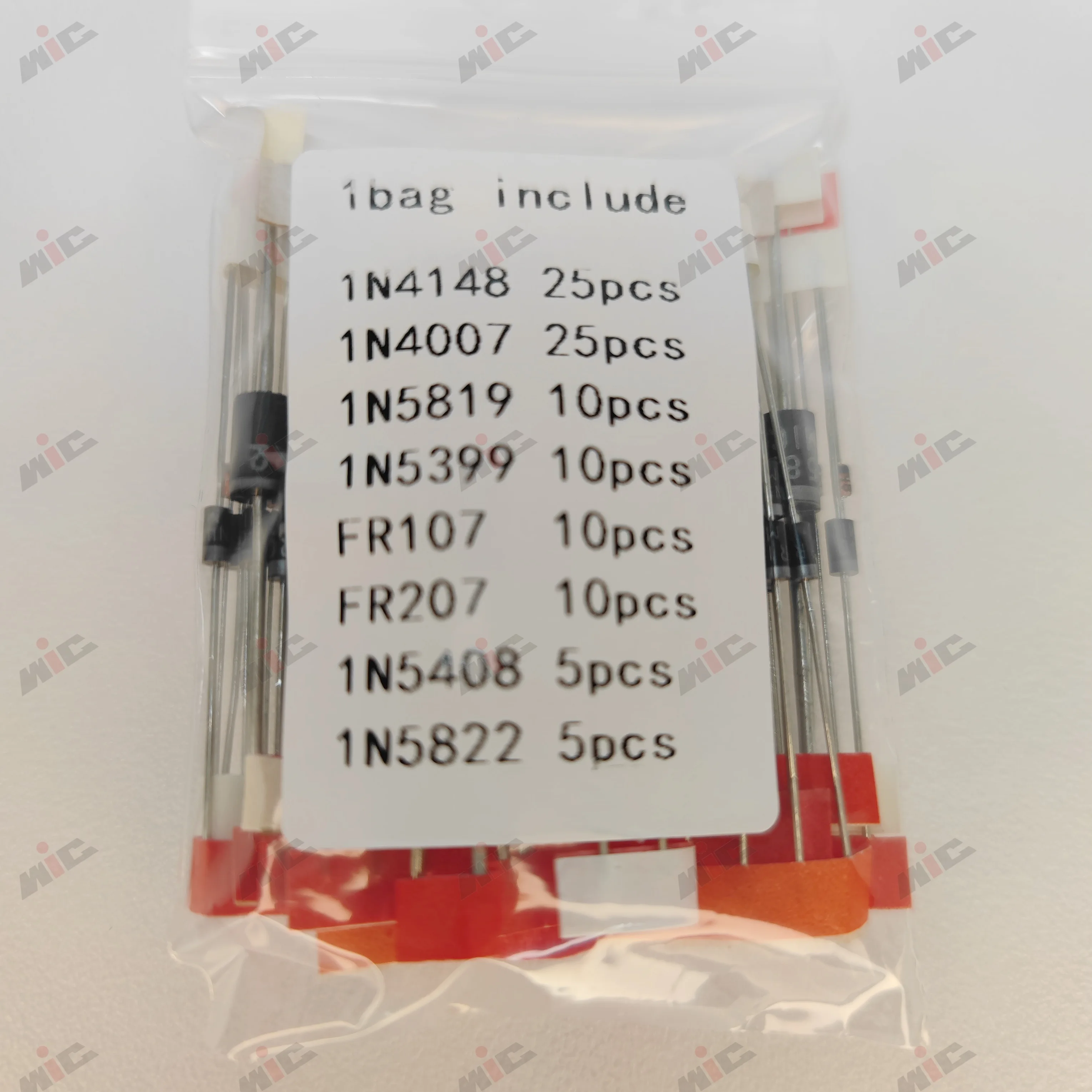 100pcs-1N4148-1N4007-1N5819-FR107-FR207-1N5399-1N5408-1N5822-Silicon ...