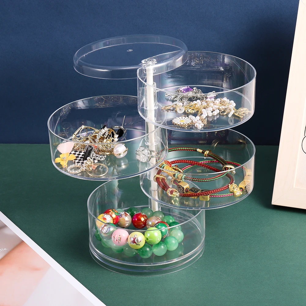 1pcs Multi Layer Rotating Transparent Round Jewelry Box Large Capacity ...