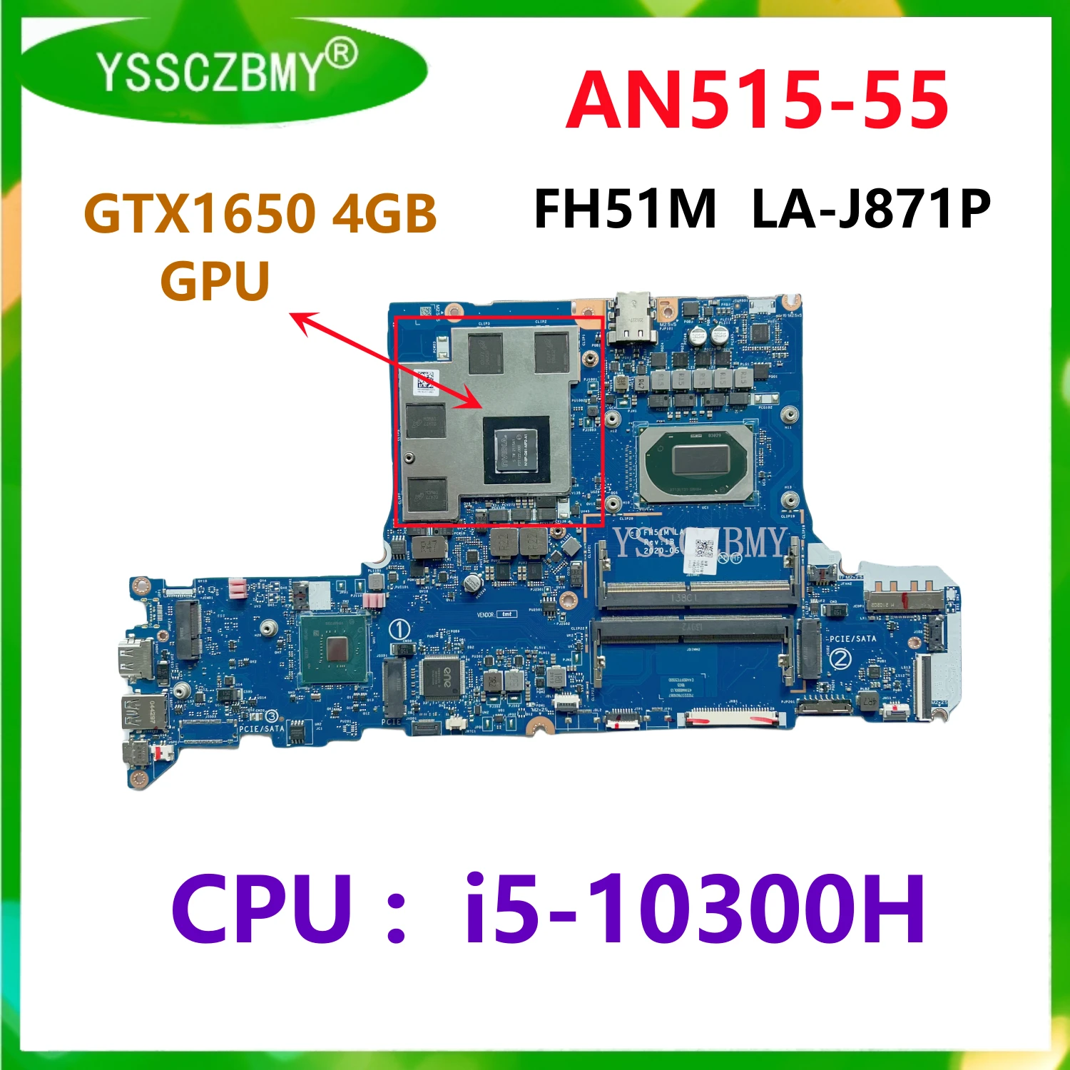 NBQ7M11001-For-Acer-Nitro-5-AN515-55-Laptop-Motherboard-FH51M-LA-J871P ...