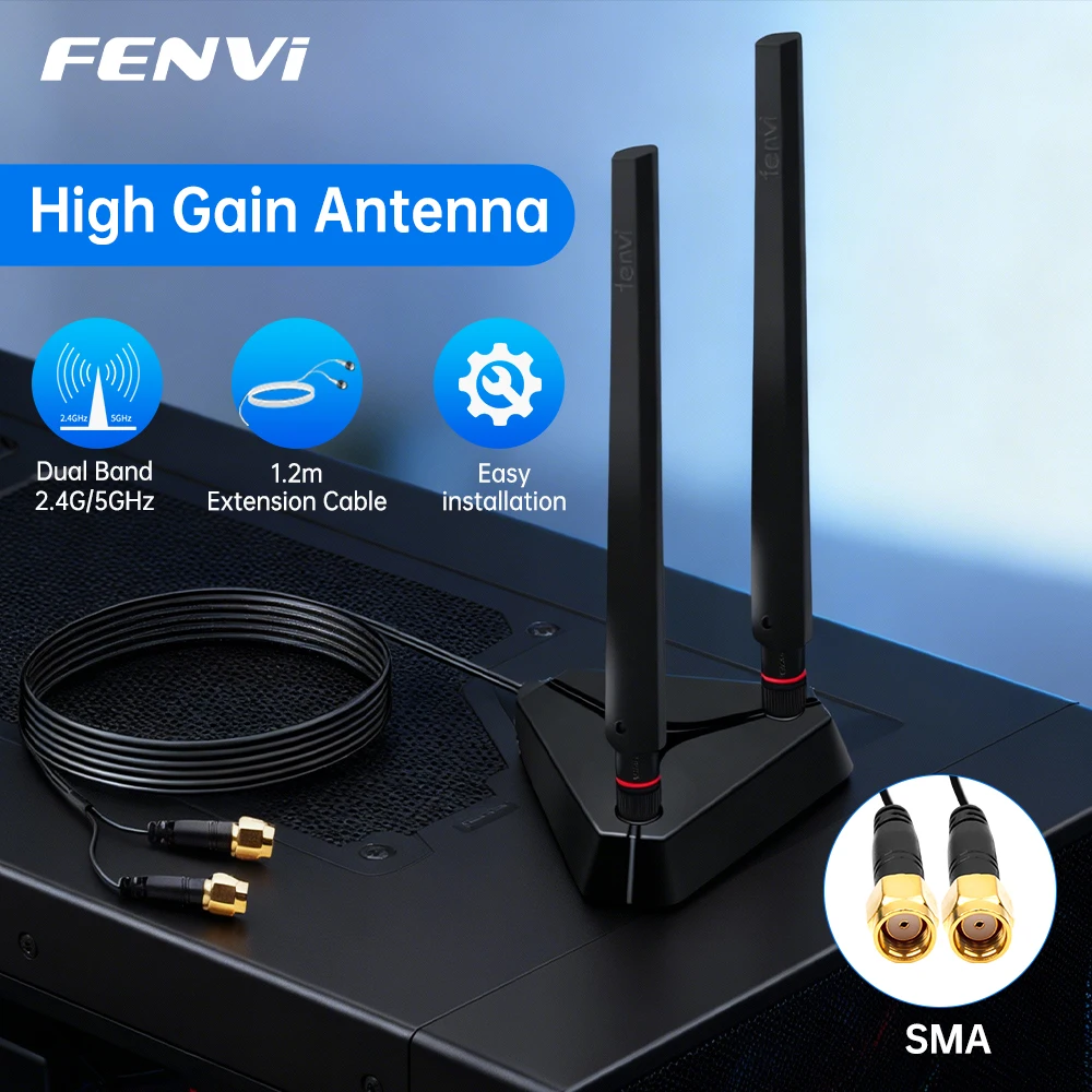 FENVI-Antena de alta ganancia, Base extendida de doble banda, 2,4G/5Ghz ...