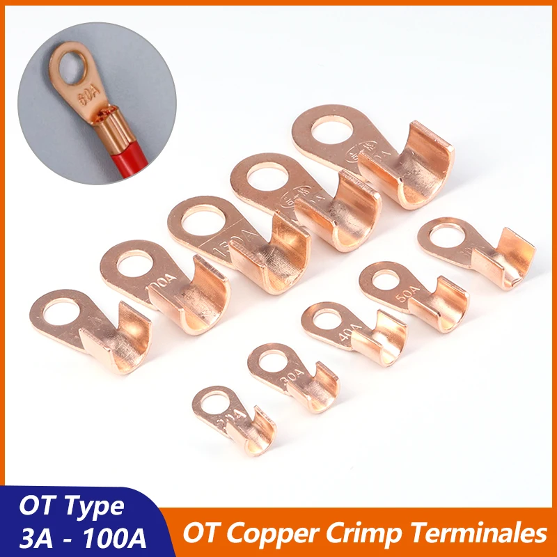 OT 3/5/10/20/30/40/50/60/100A OT Copper Crimp Terminals M6 M8 Lug ...