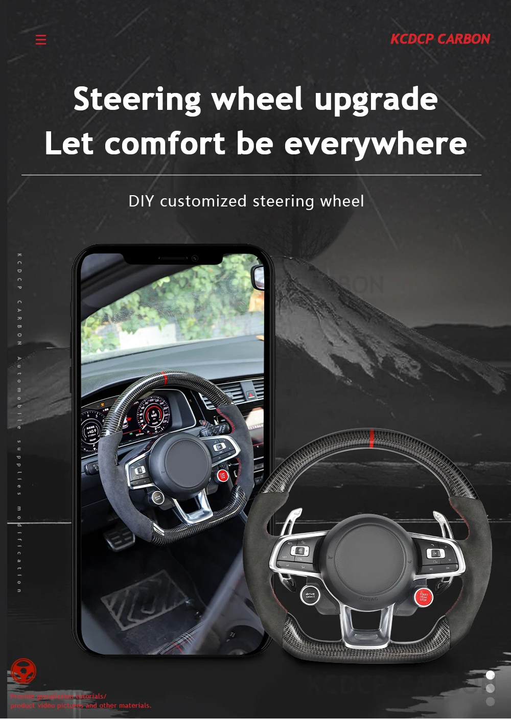 Custom Carbon Fiber Steering Wheel For Volkswagen Golf Mk7 Gti R Gte ...