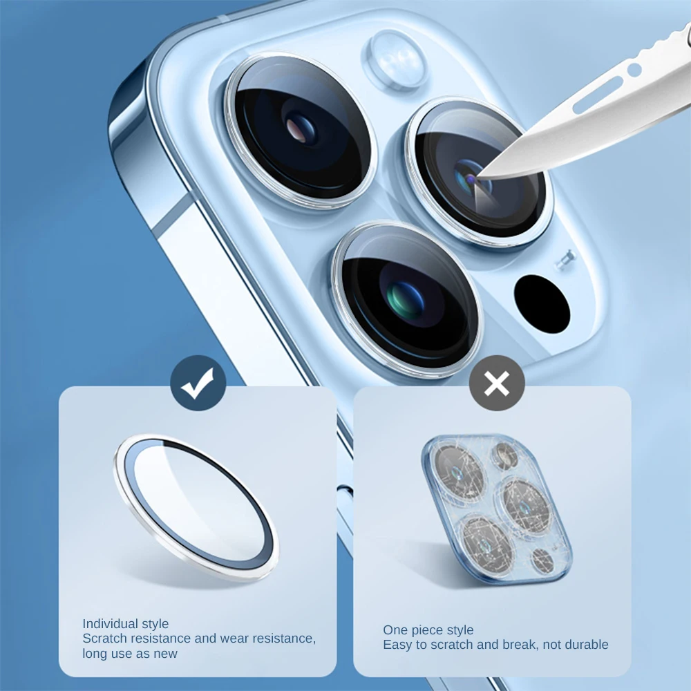 Transparent Metal ring Camera Glass For Apple iPhone 16 17 Pro Max film ...
