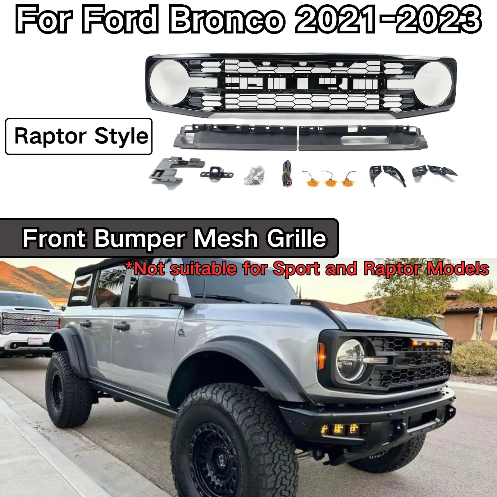 Front-Bumper-Mesh-Grille-For-Ford-Bronco-2021-2023-With-Light-Racing ...