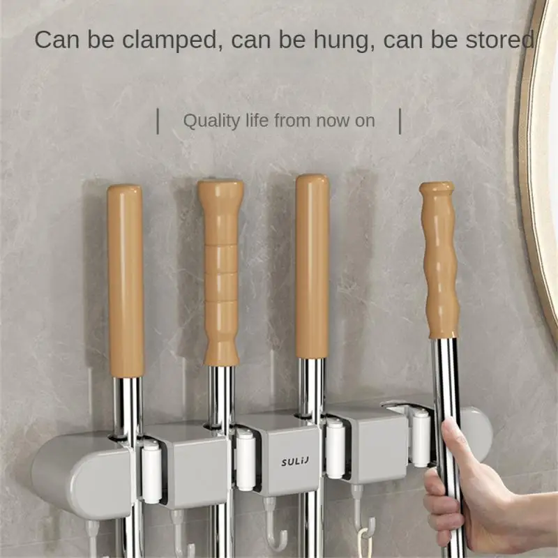 ABS-Mop-Holder-Broom-Hanger-Wall-Mounted-4-Position-Brush-Support ...
