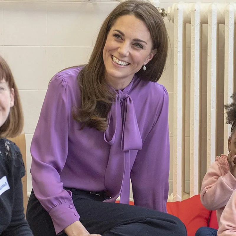 Kate Middleton Princess purple Blouses elegant Bow designer long sleeve ...