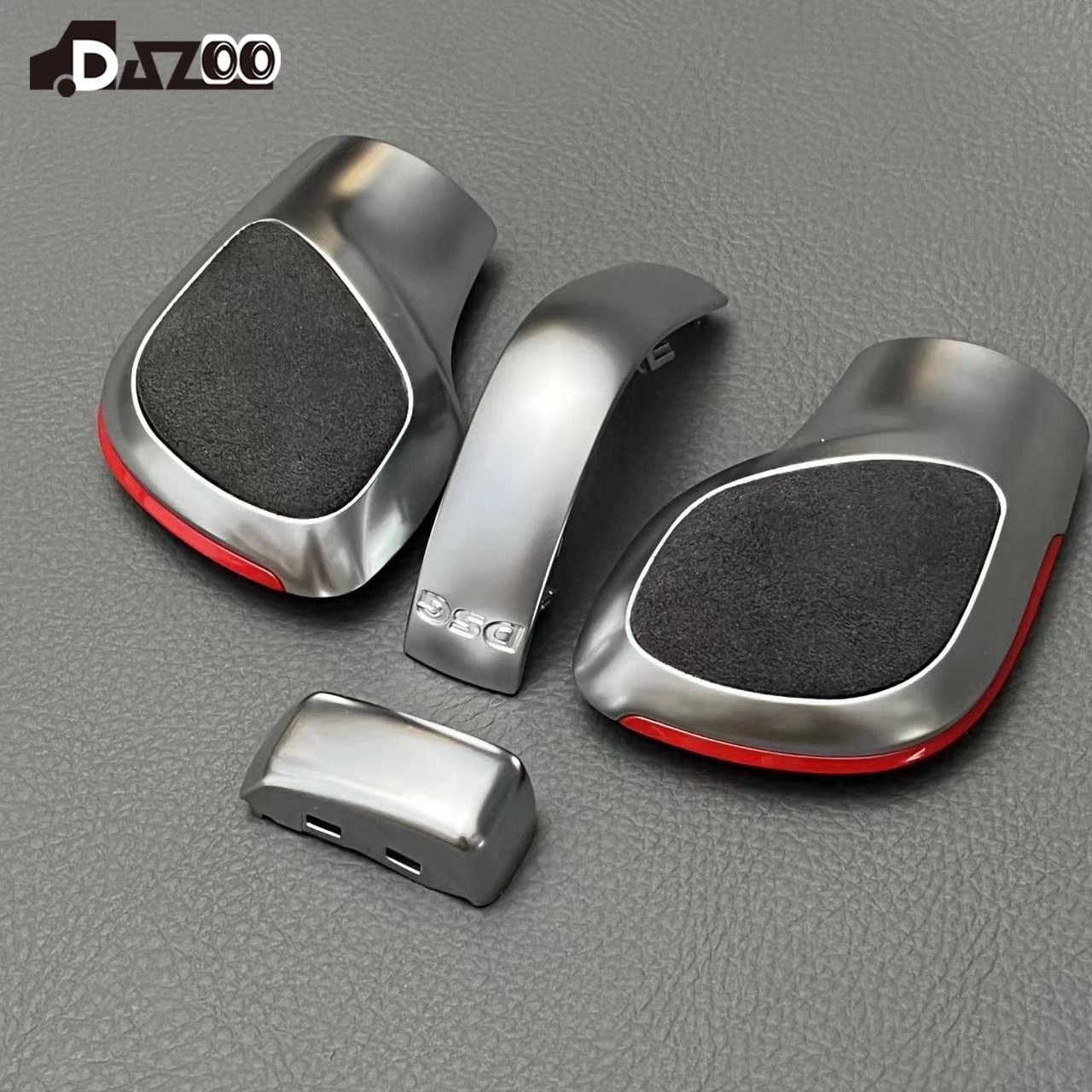 Chrome-Matte-With-Leather-DSG-Gear-Shift-Knob-Side-Cover-DSG-Emblem-For ...