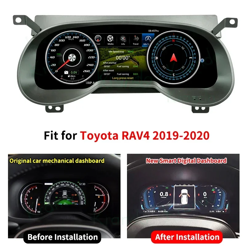 12.3'' Car Digital Cluster For Toyota RAV4 2019 2020 LCD Dashboard ...