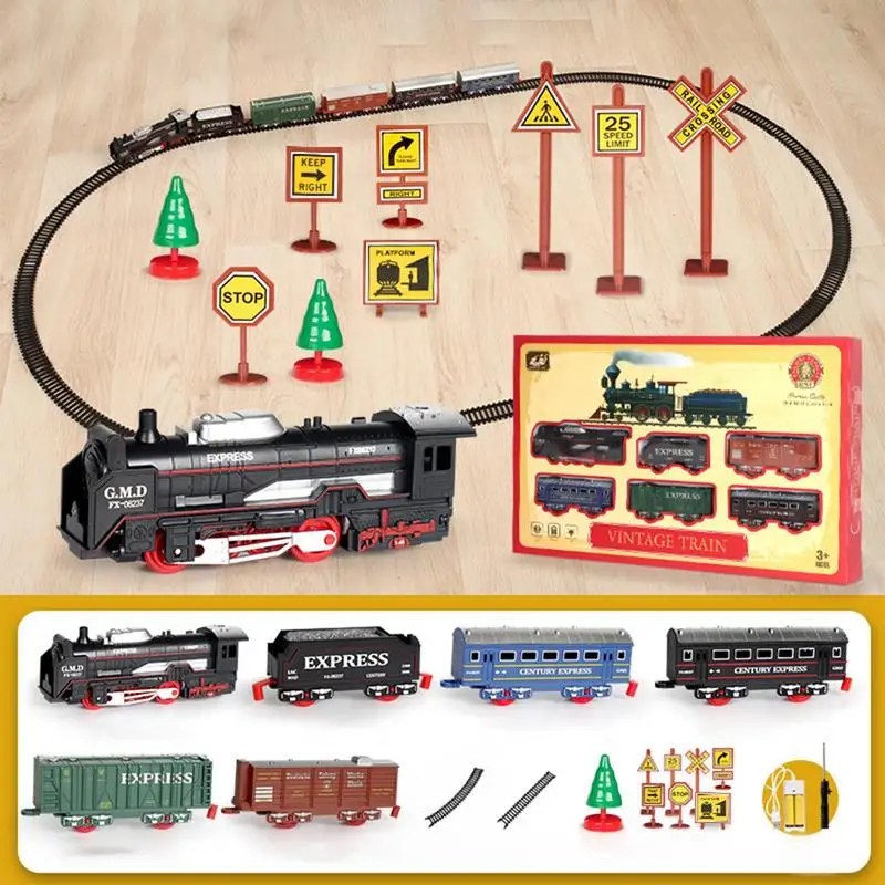 Classical-Freight-Train-Set-Electric-Railroad-Train-Puzzle-Toys-With ...