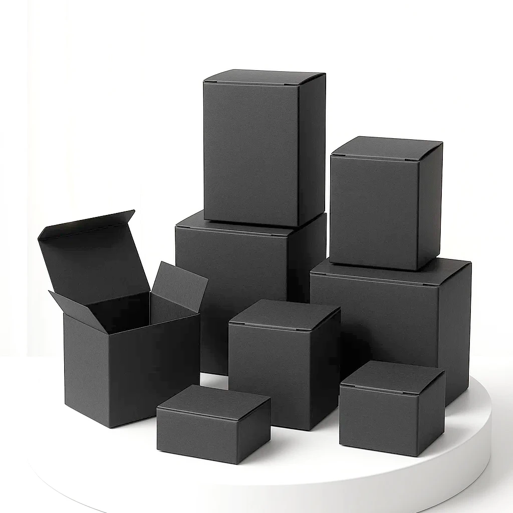 50pcs Black Paper Box for Packing Product Kraft Cardboard Packaging ...