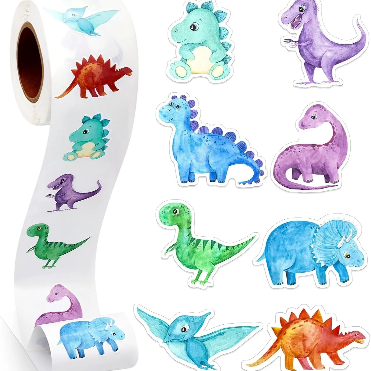 500Pcs-1-Rolls-2-5cm-1inch-Dinosaur-Animal-Anomaly-Shaped-Sticker ...
